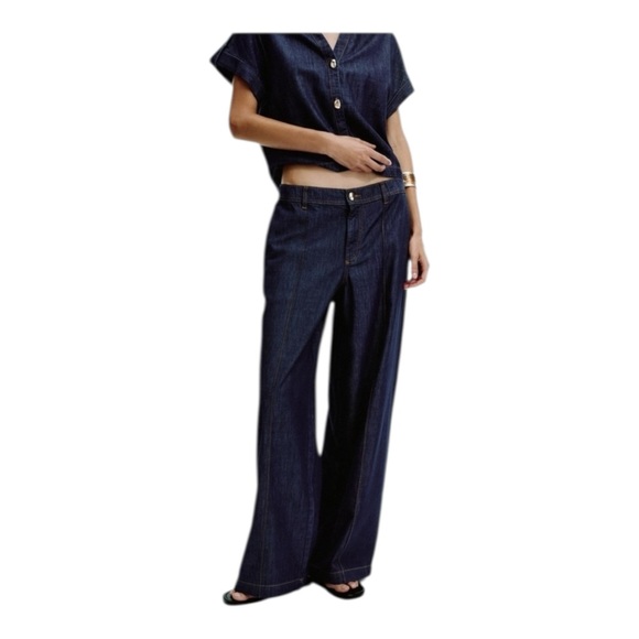 Zara | Jeans | Zara Dark Wash Wide Leg Center Seam Jeans | Poshmark